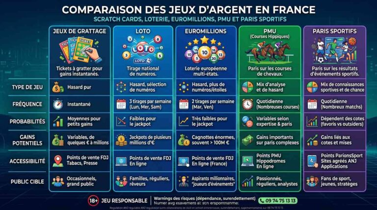 Comparaison des jeux d'argent en France : grattage, loto, EuroMillions ...